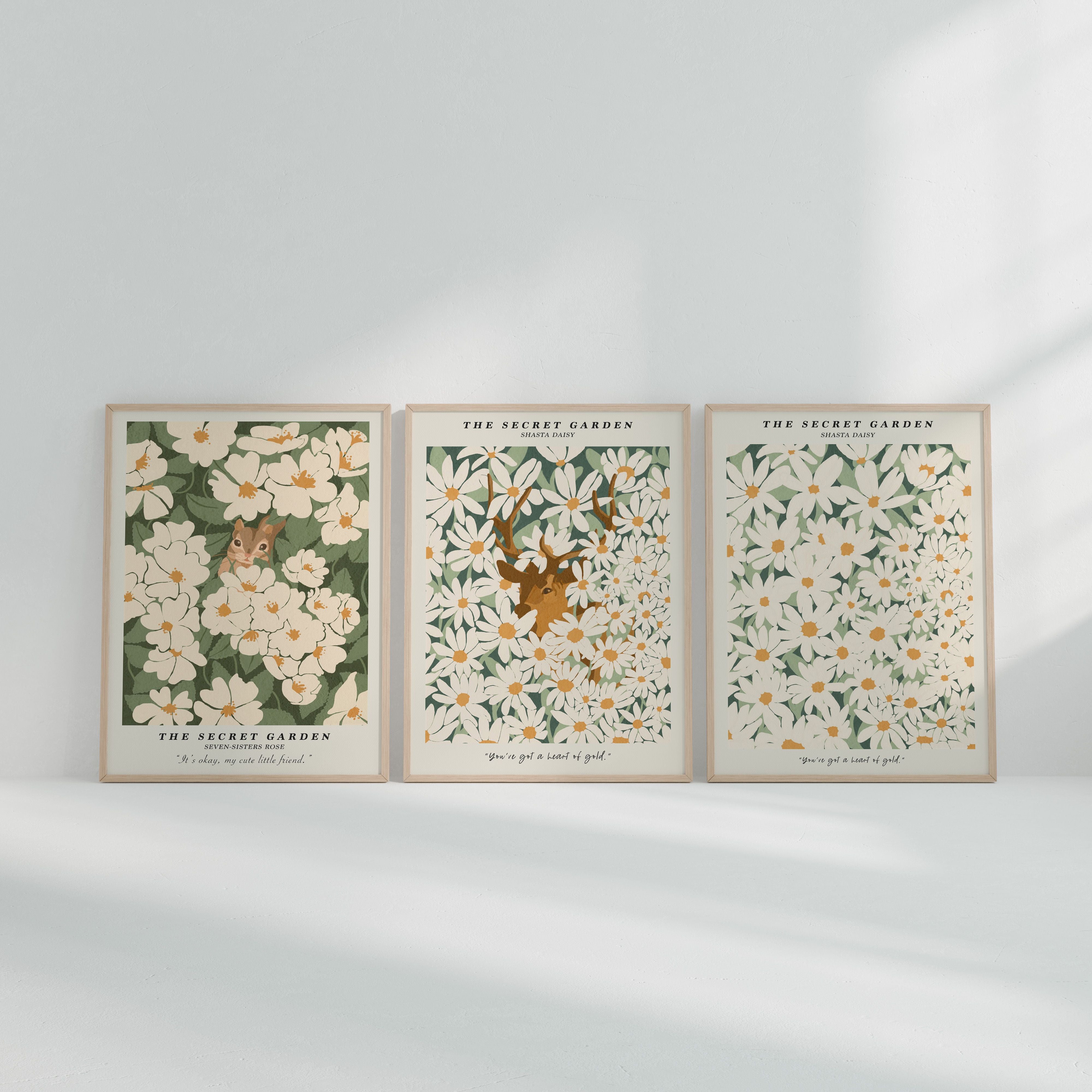 Set of 3 Wood Frame Mockups with Blank Background,3x4 Ratio Wall Art M ...