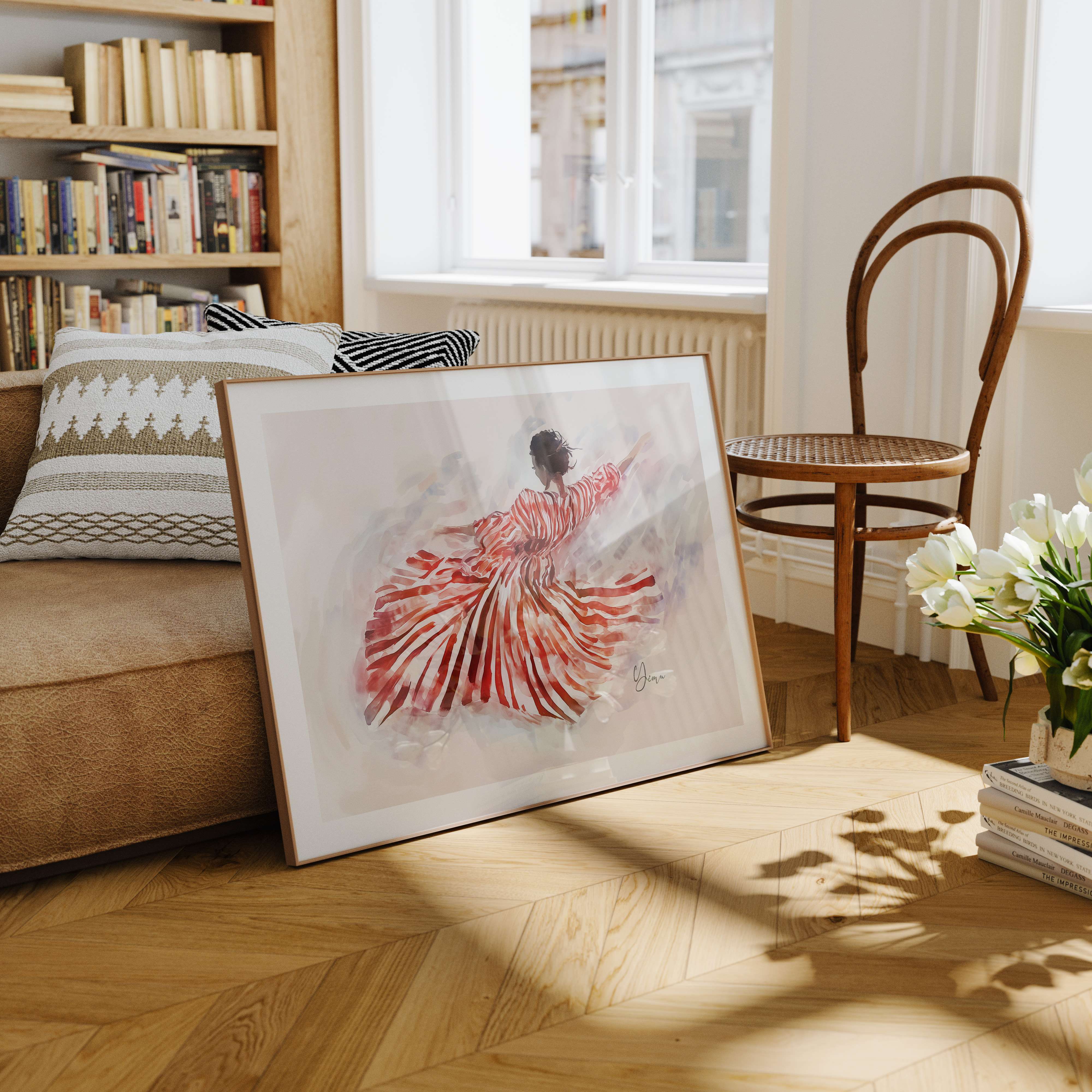 Horizontal Wood Frame Mockup in Living Room,20x15 Picture Frame Mockup ...